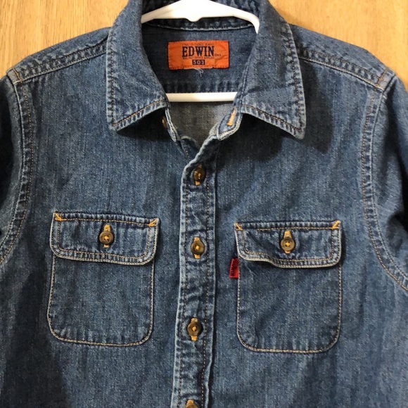 Edwin | Shirts & Tops | Vintage Edwin 53 Boys Denim Shirt | Poshmark